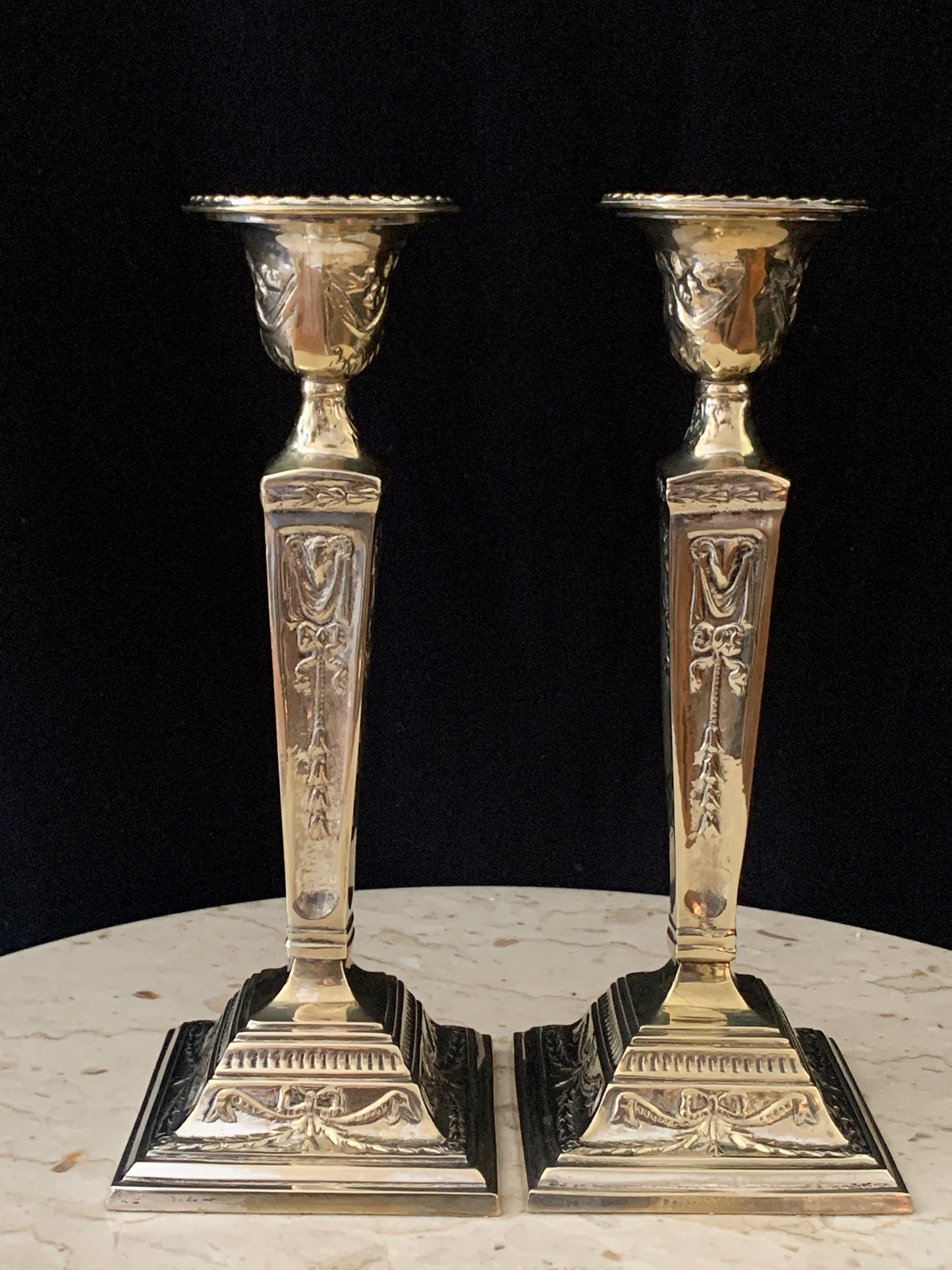 Vintage Shabby Chic Candlesticks Pair of EP Brass Candle Holders Vinta ...