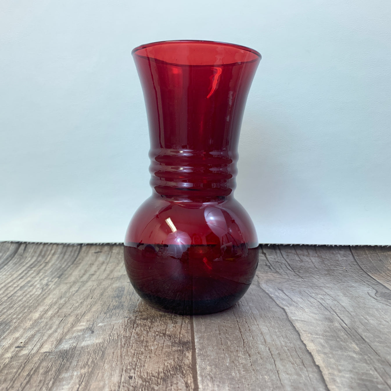 Ruby Red Pineapple Vase with Etched Design Ruby Red Glass Vase, Vintag ...