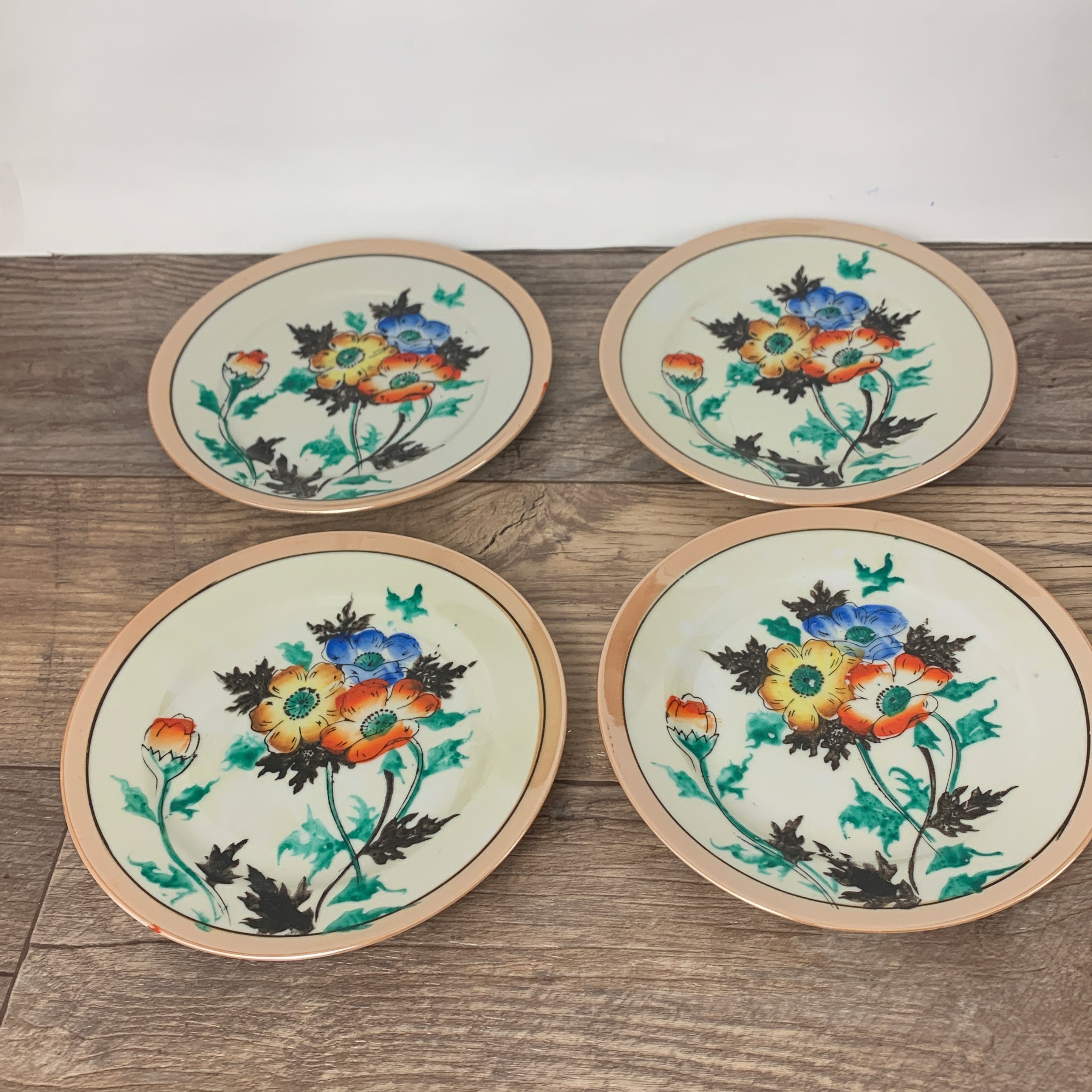 Japan Lusterware Bread Plates with Floral Pattern, Set of 4 ...