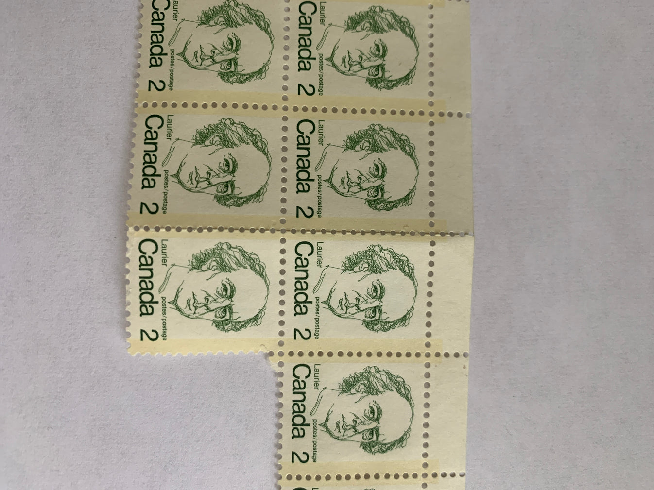 Wilfred Laurier Canadian 2 Cent Stamps 16 Stamps Top of Sheet ...