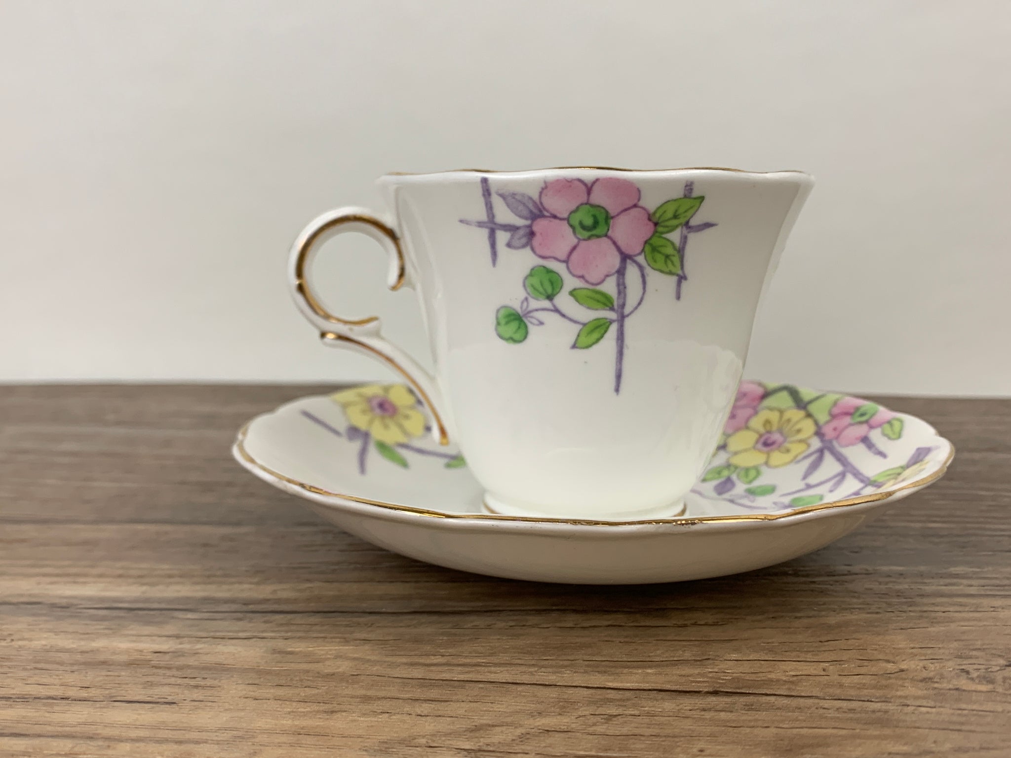 Pink and Yellow Floral Tea Cup Colclough China Vintage Teacup ...