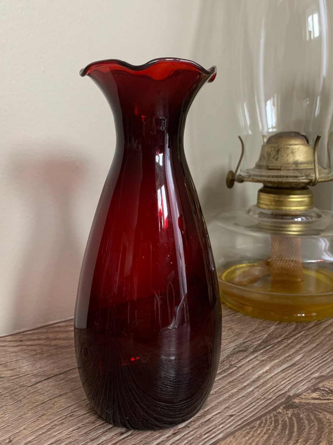 Ruby Red Vintage Glass Bud Vase Pair Red Glass Vintage Home Decor ...