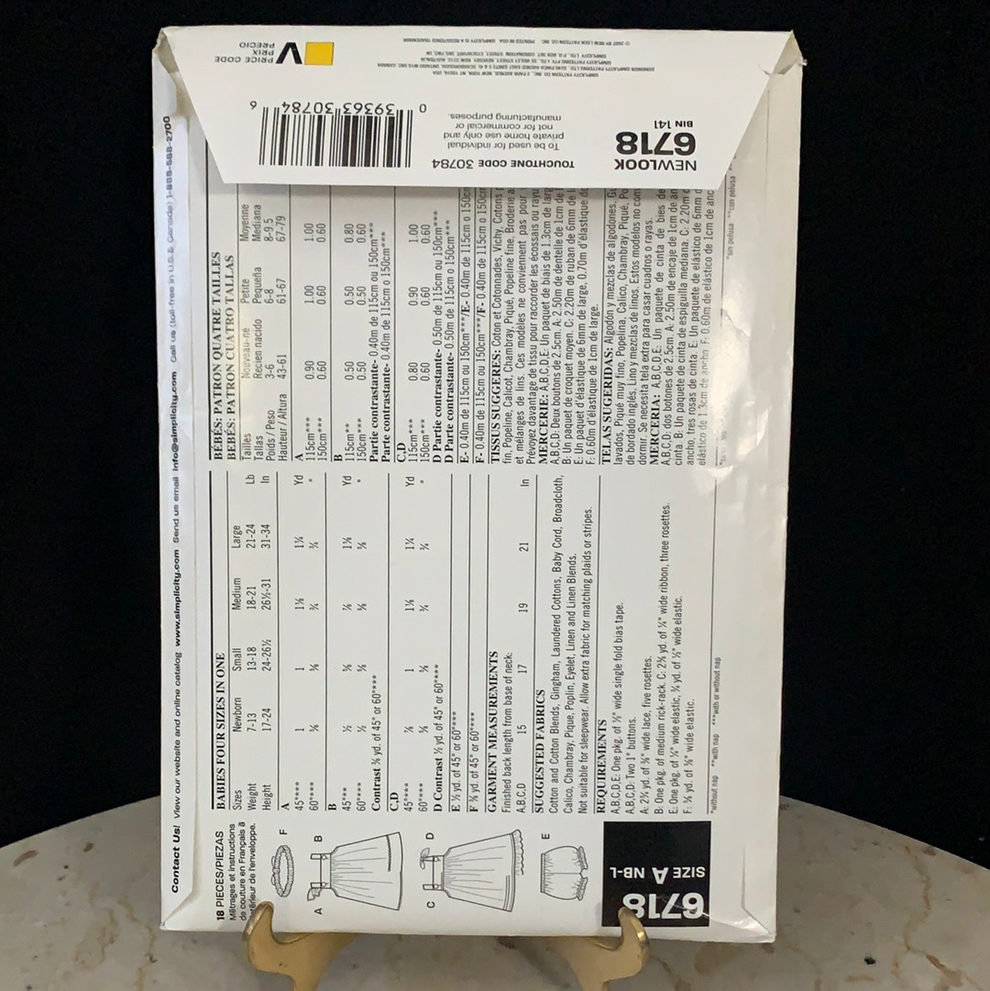 Baby Sundress and Bloomers Sewing Pattern New Look 6718 – BarbeesTreasures