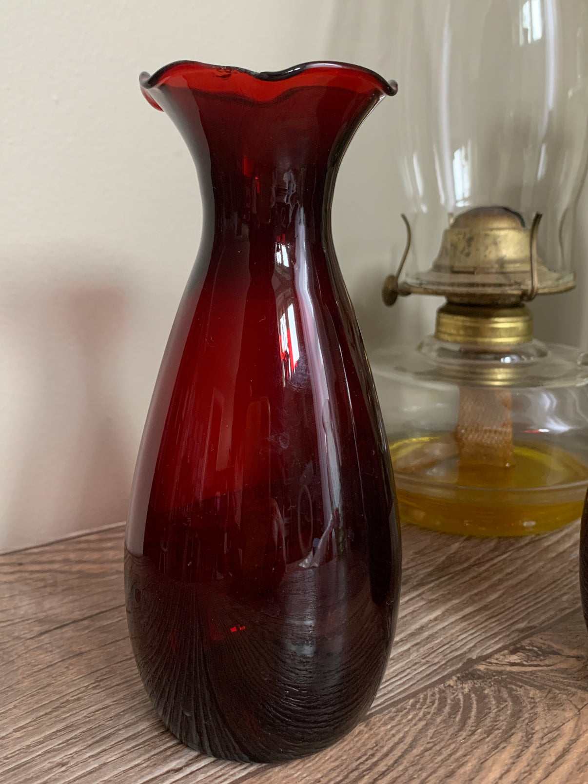Ruby Red Vintage Glass Bud Vase Pair Red Glass Vintage Home Decor ...